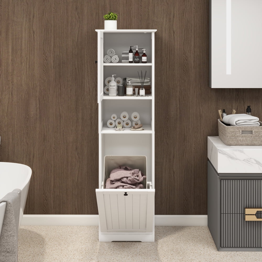 One-Compartment One-Door Tilt-Out Sorter Cabinet White Modern ...