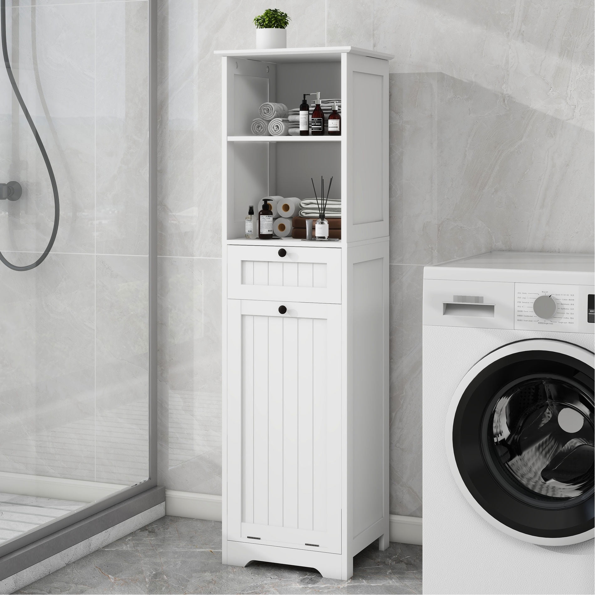 One-Compartment One-Drawer Tilt-Out Laundry Sorter Cabinet | Suitable ...