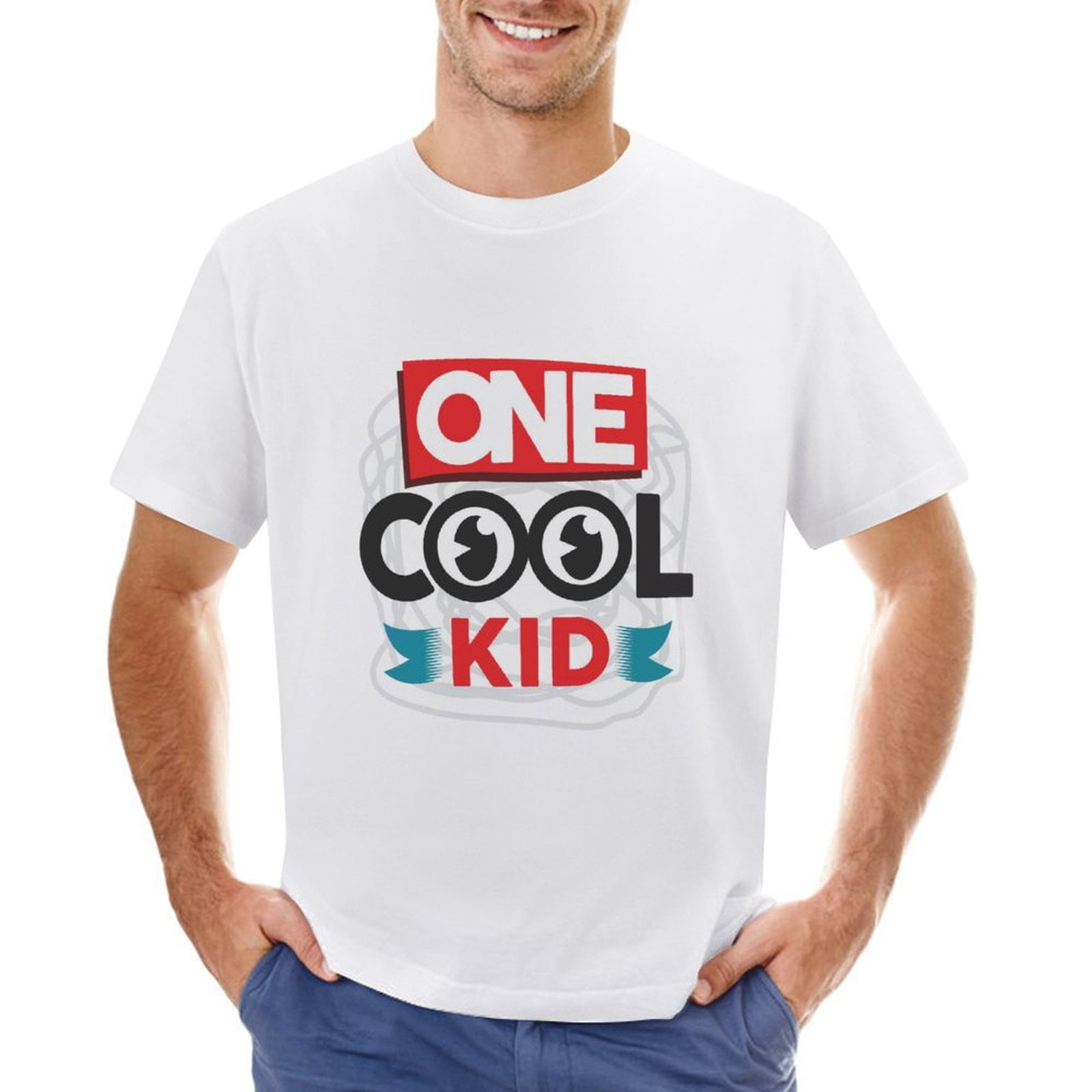 One Cool Kid Vintage T-shirt Mens Cotton Classic Crewneck Short Sleeve Tees Unisex White 4XL ...
