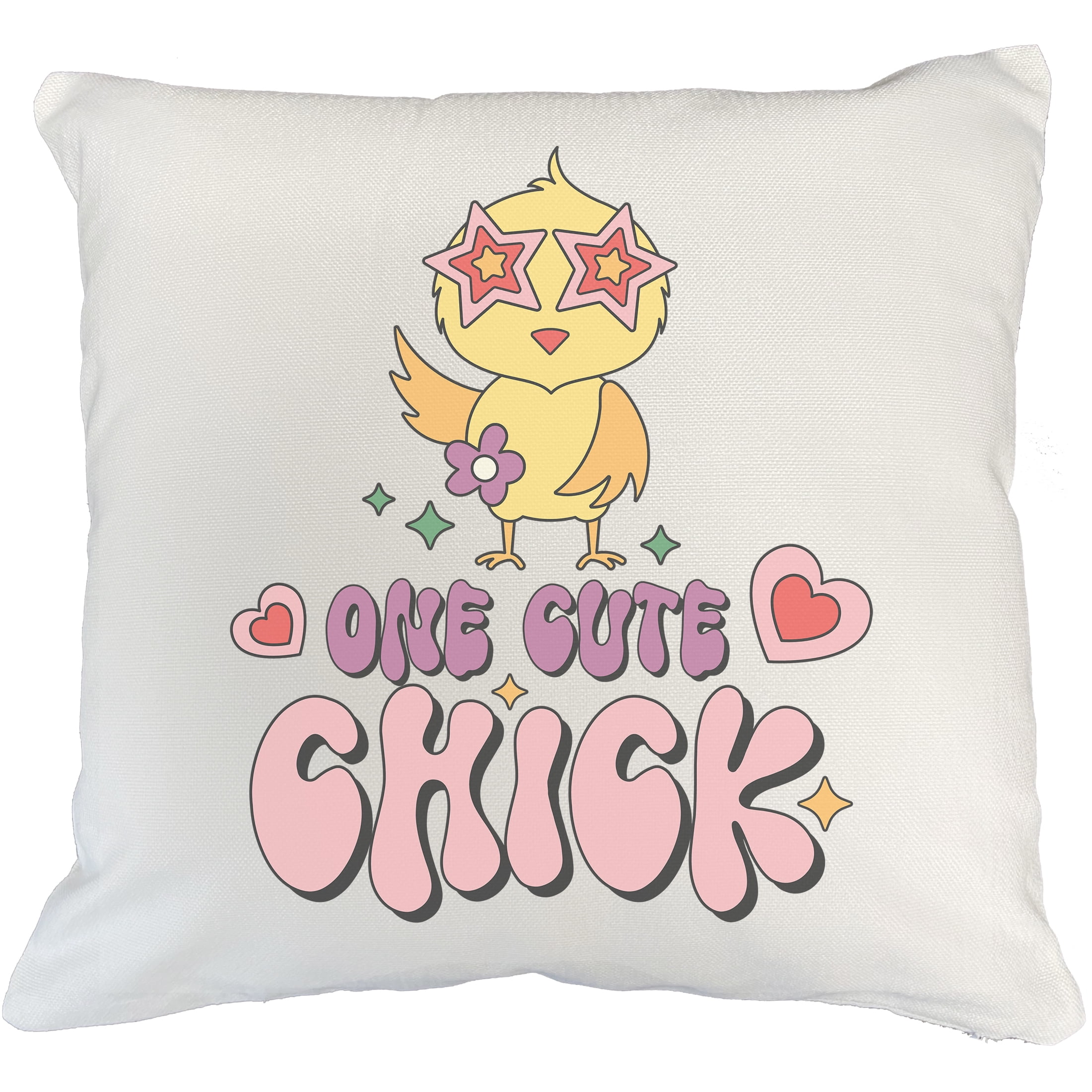 One Cute Chick, Retro Chicken Art Merch Gift, White Pillow Case 20X20 ...