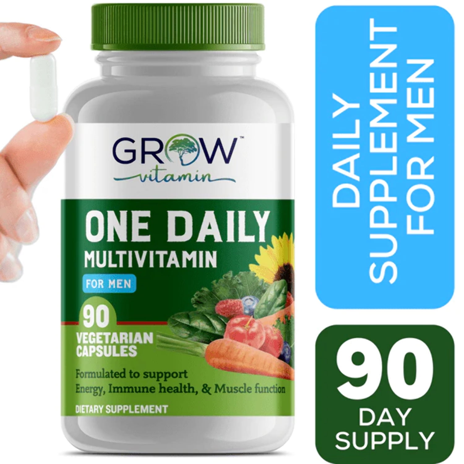Men's Daily Multivitamin - Natural, Heart Healthy, Energy Boosting, Non ...