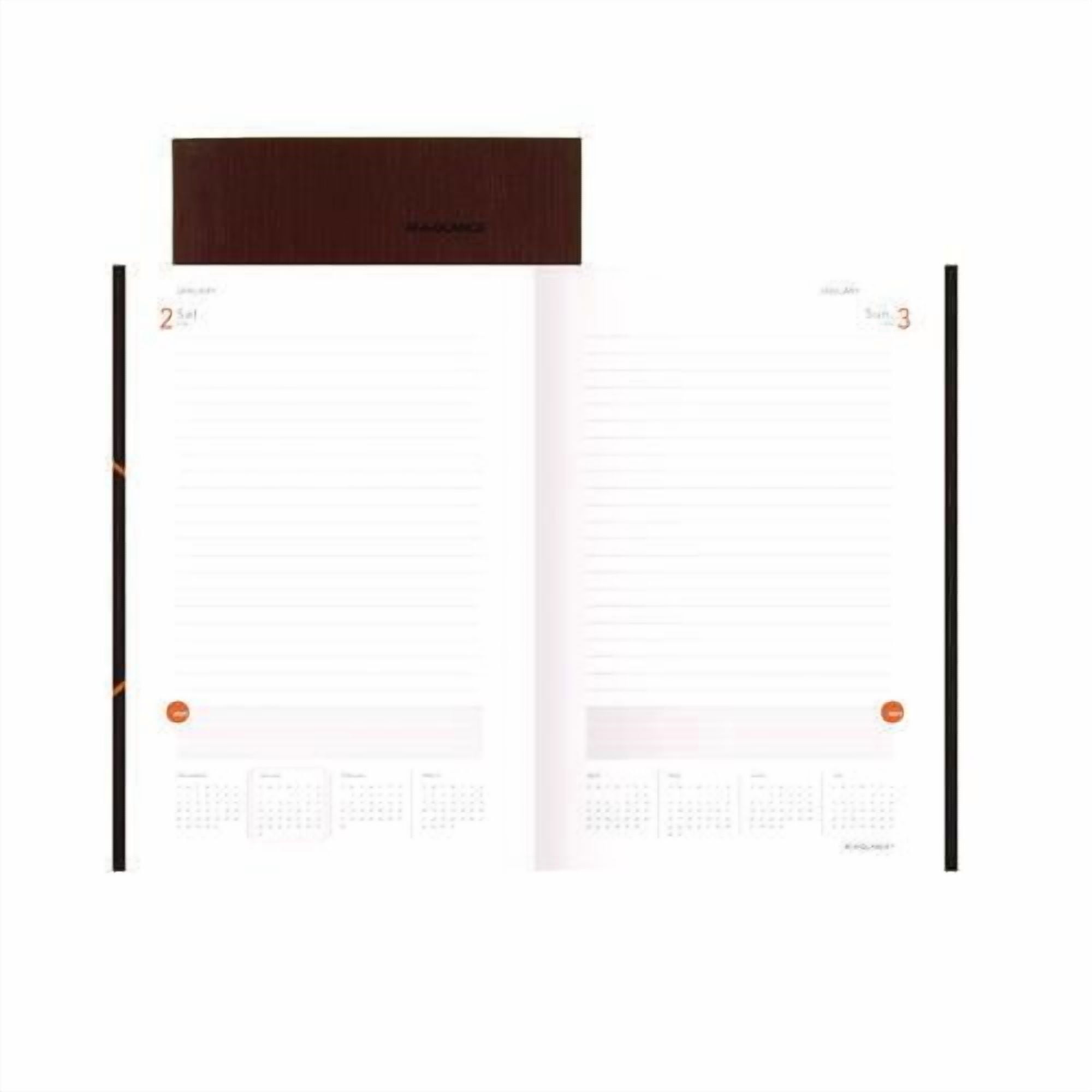 One-Day-Per-Page Planning Notebook, 9 x 6, Dark Brown/Orange Cover, 12 ...