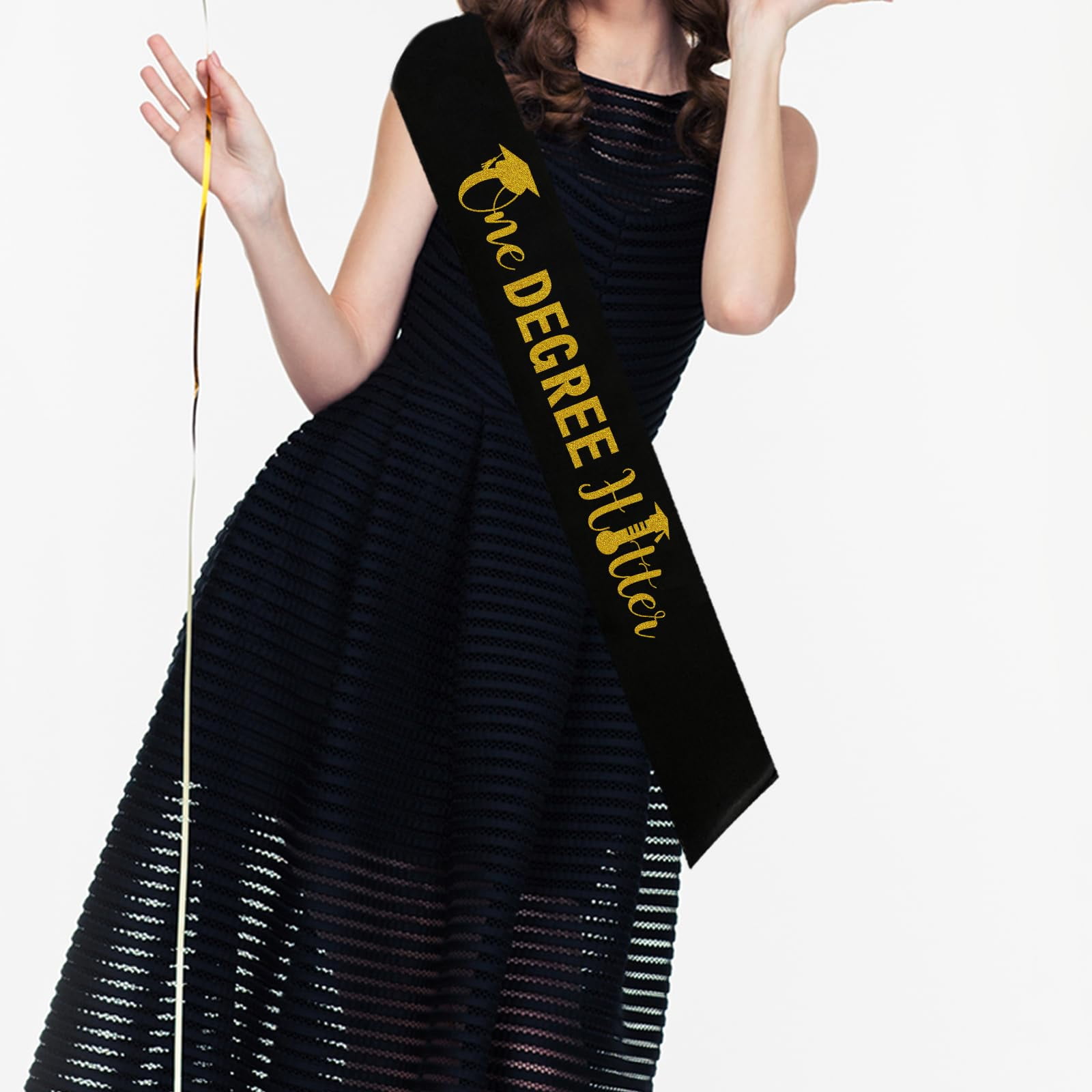 One Degree Hotter Graduation AIF4 Sash, Black Gold - Happy Graduation ...