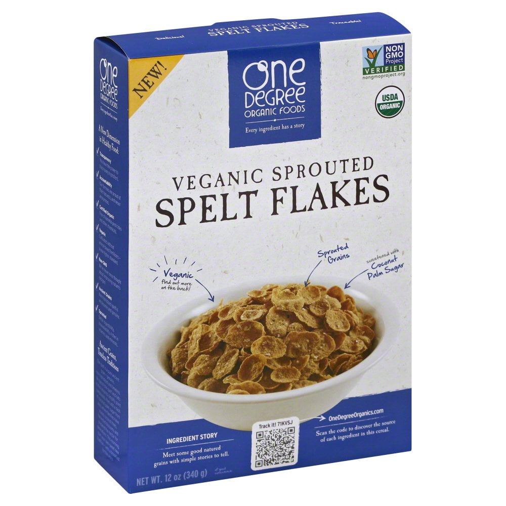 One Degree Organic Cereal, Vegan Sprouted Spelt Flakes, 12 Oz - Walmart.com