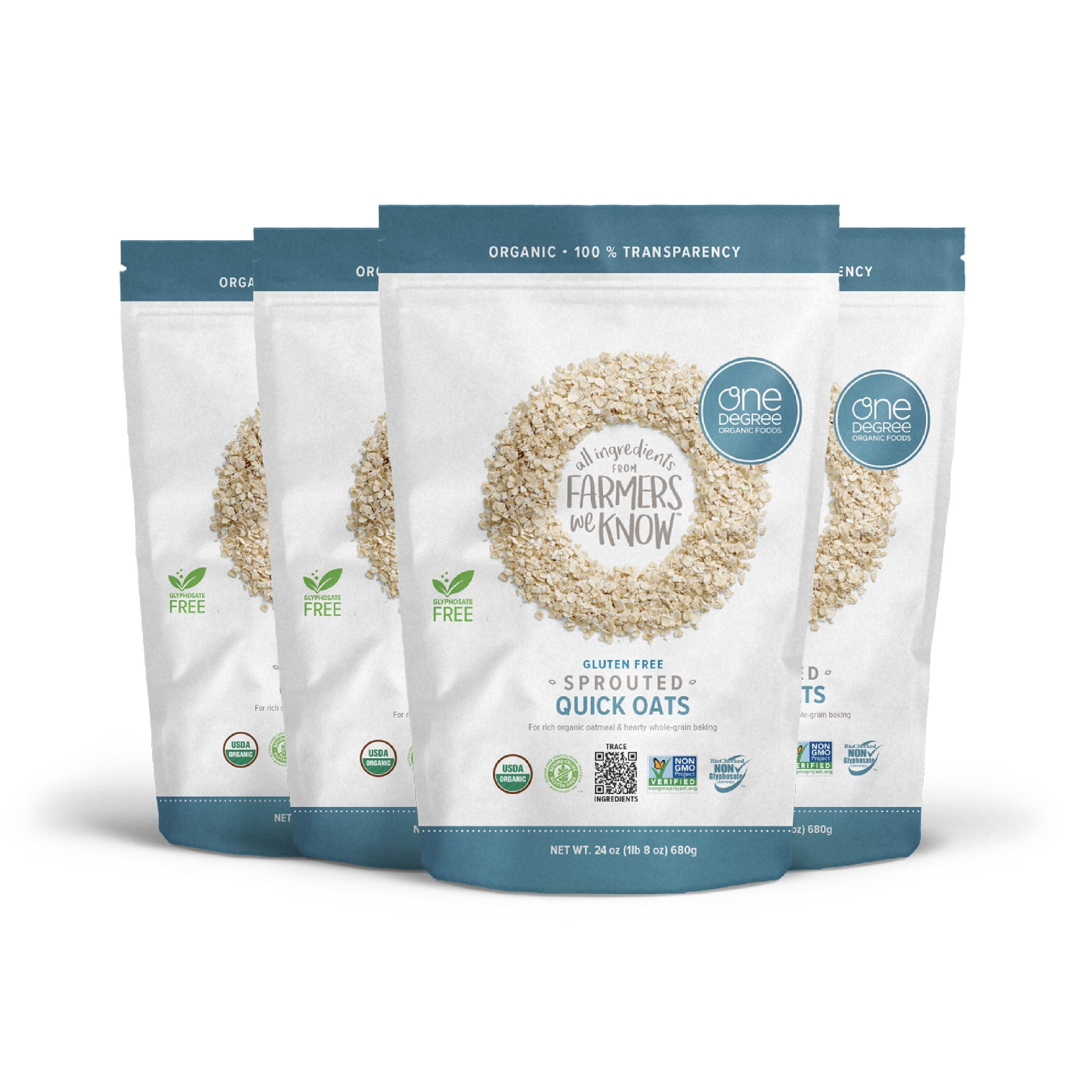 One Degree Organic Foods BDF32 Sprouted Quick Oats, USDA Organic, Non ...