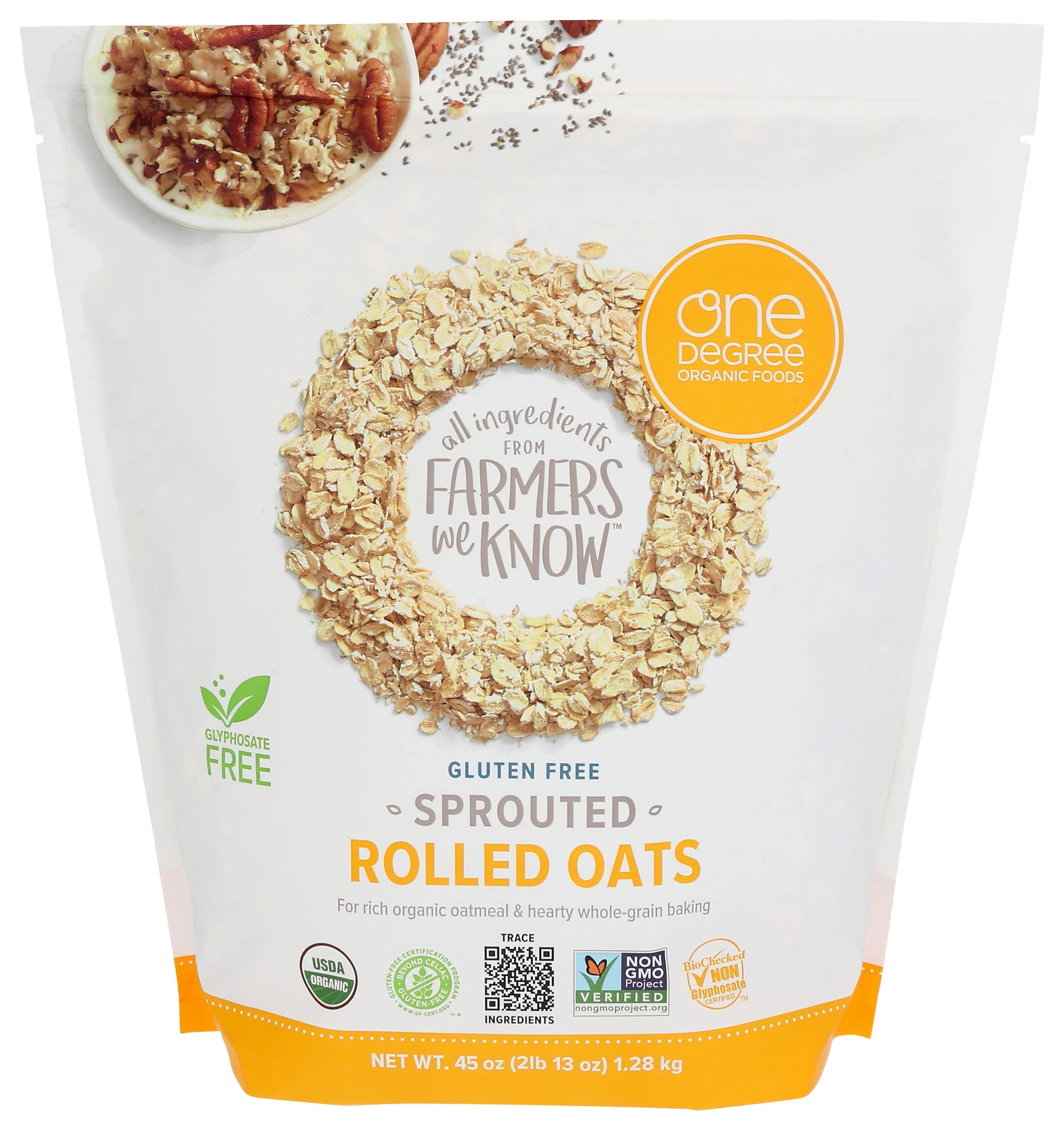 One Degree Organics One Degree Organic Foods, Oats Sprouted Rolled, 45 ...
