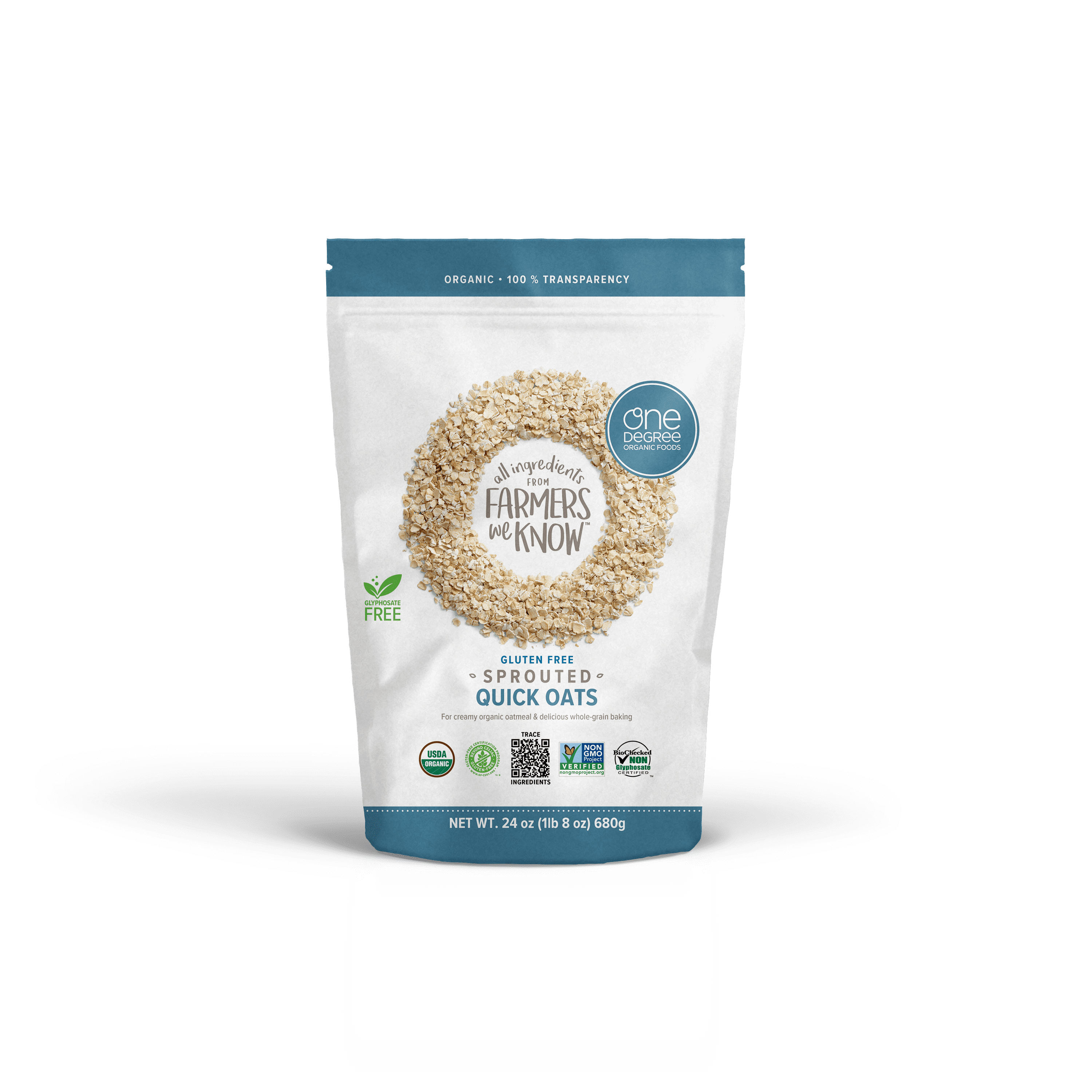 One Degree Organic Foods Gluten-Free, Non-GMO Quick Oats, 24 Oz ...