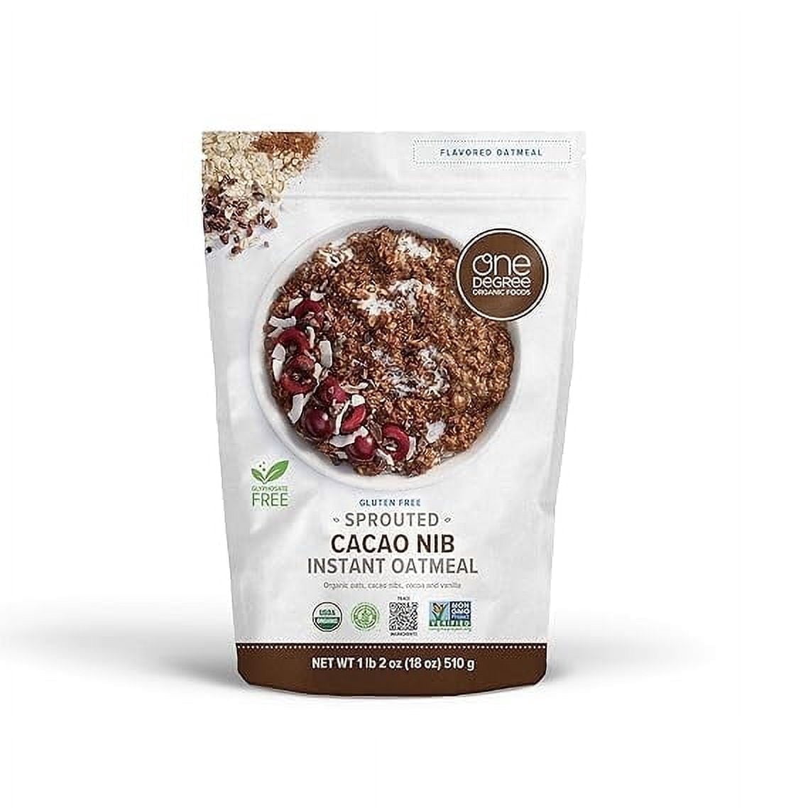 One Degree Organic Foods Sprouted Instant Oatmeal Cacao Nib - 18 oz ...