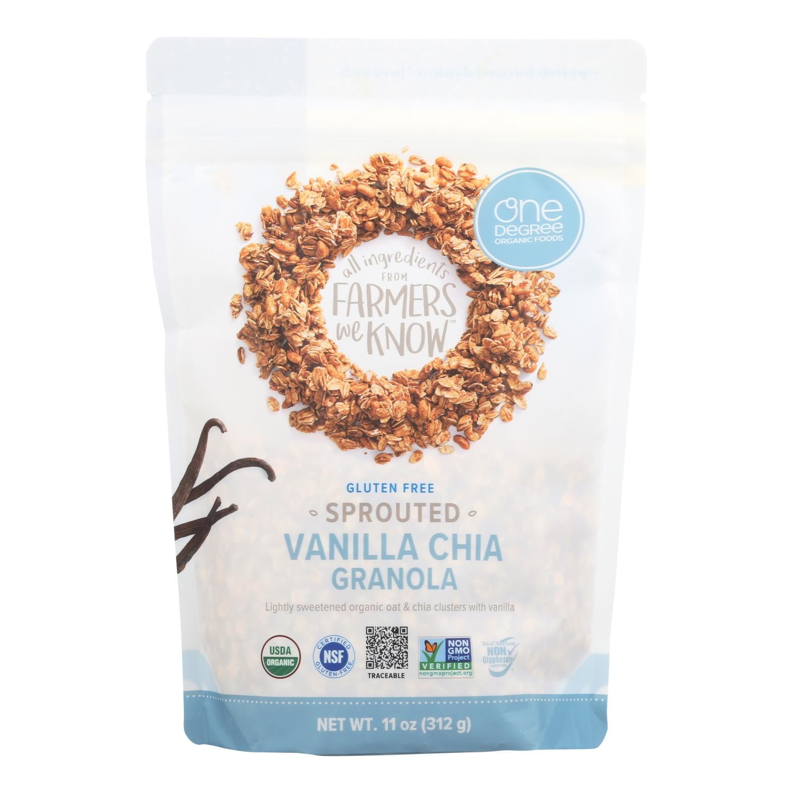 One Degree Organic Foods Sprouted Oat Granola - Vanilla Chia - Case of ...