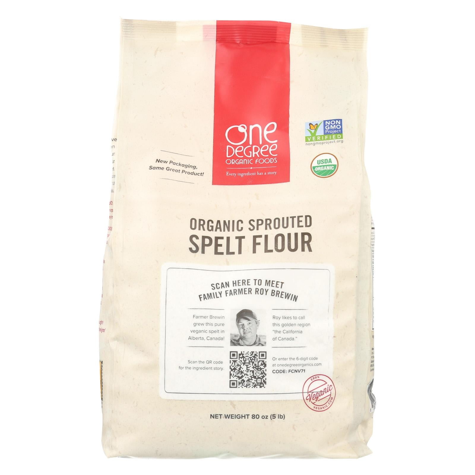One Degree Organic Foods Sprouted Spelt Flour - Organic - Pack of 4 ...