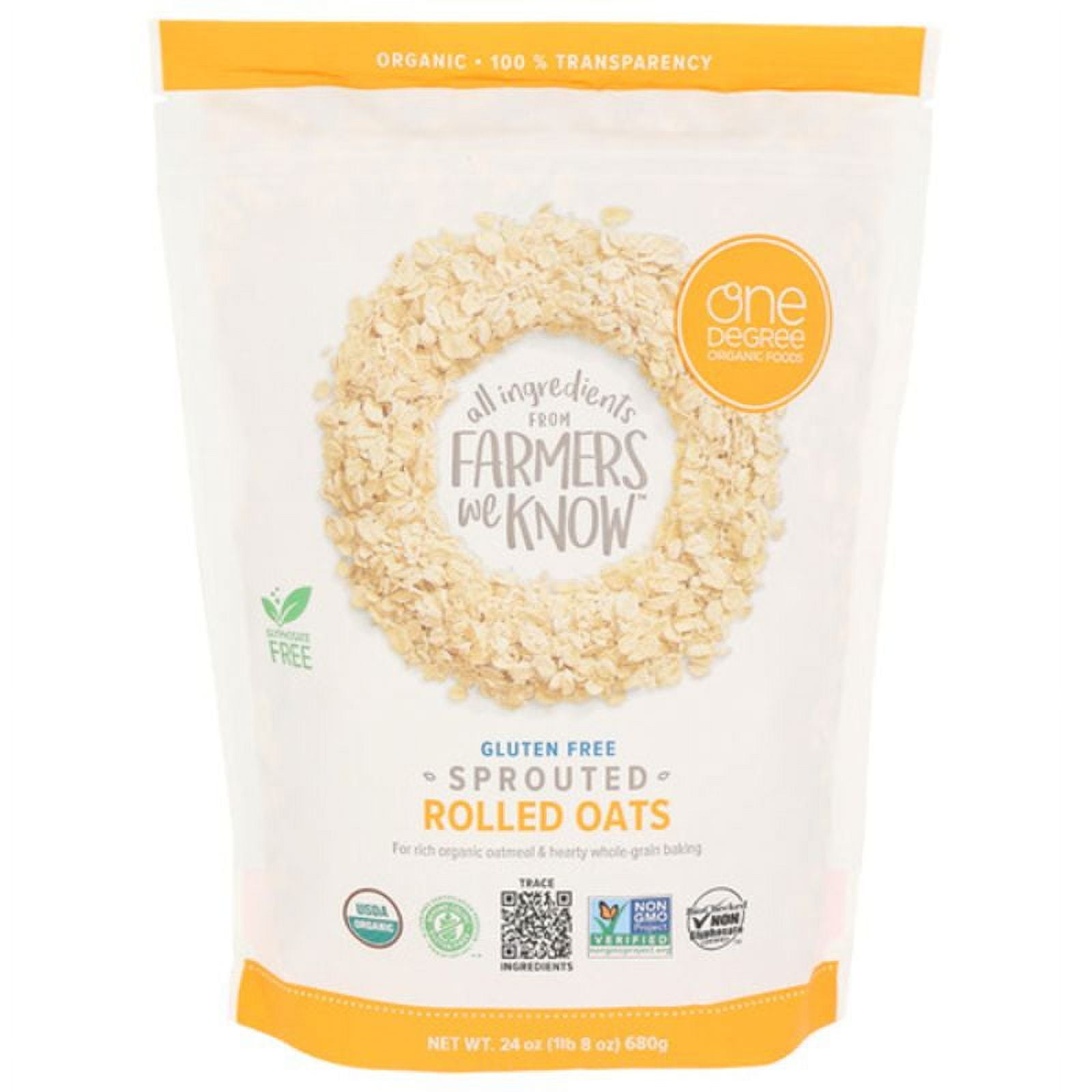One Degree Organic Sprouted Rolled Oats 24 oz - Walmart.com