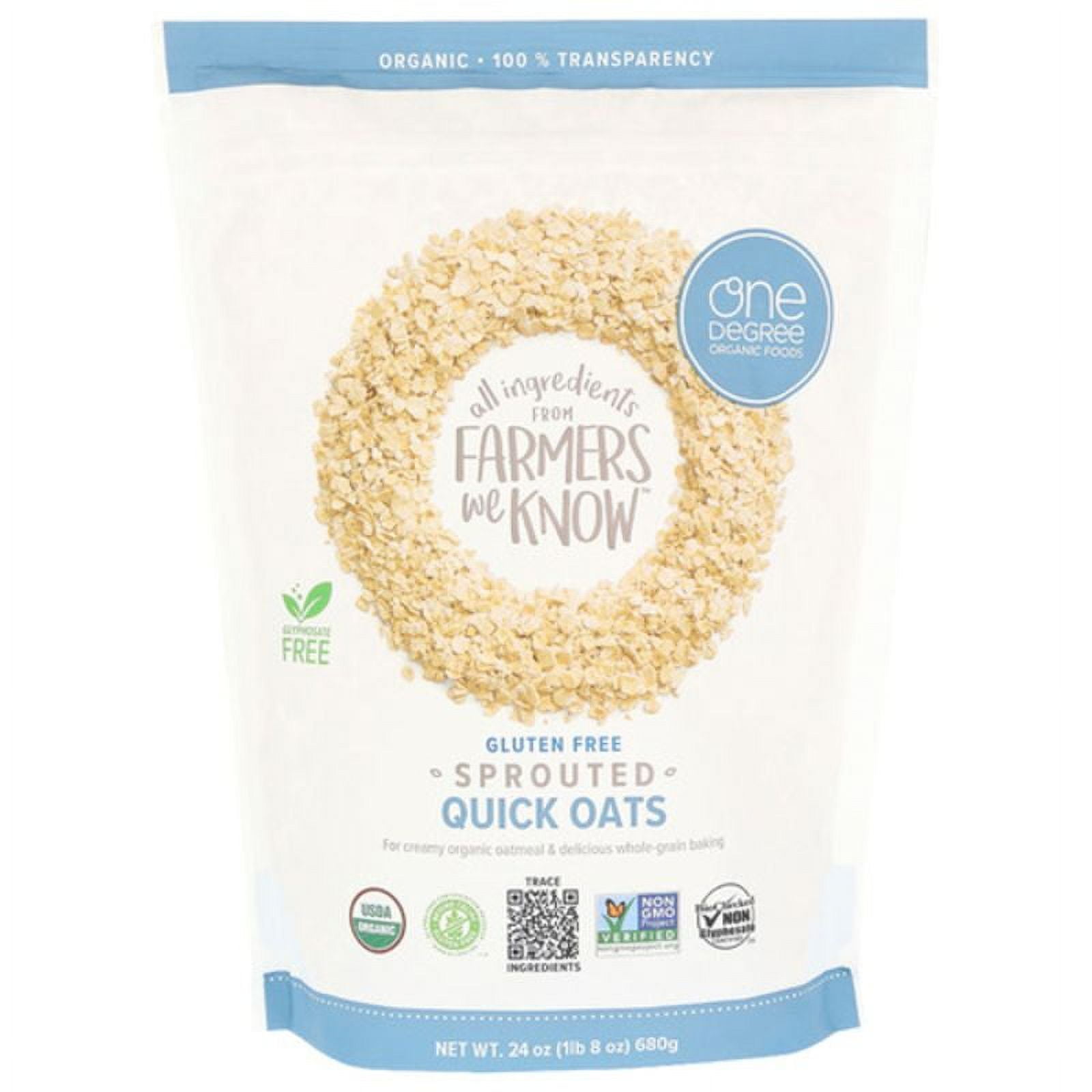 One Degree Organic Sprouted Quick Oats 24 oz - Walmart.com