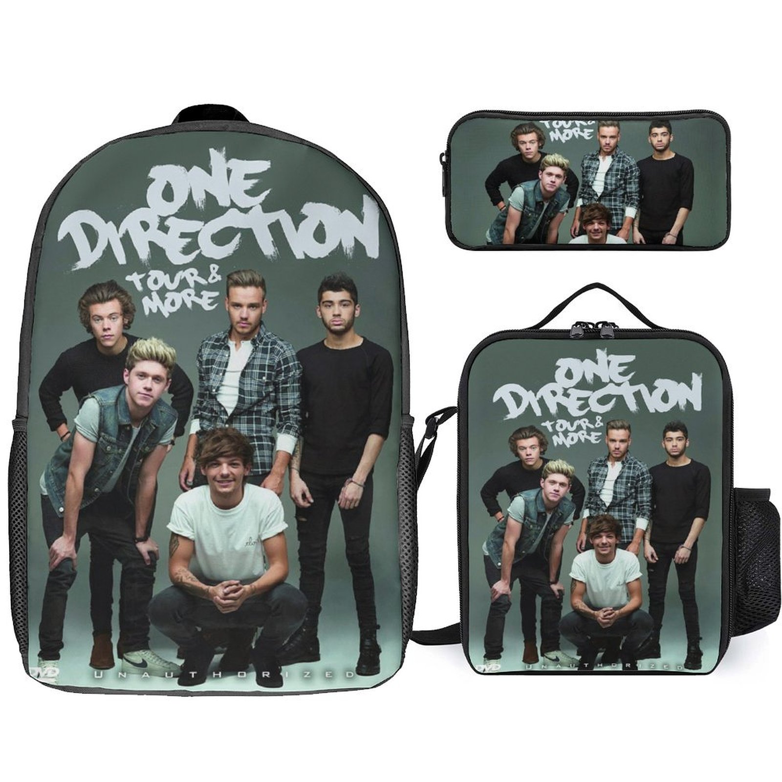 One Direction 3 Piece Backpack Set with Lunch Bag Pencil Case, High ...