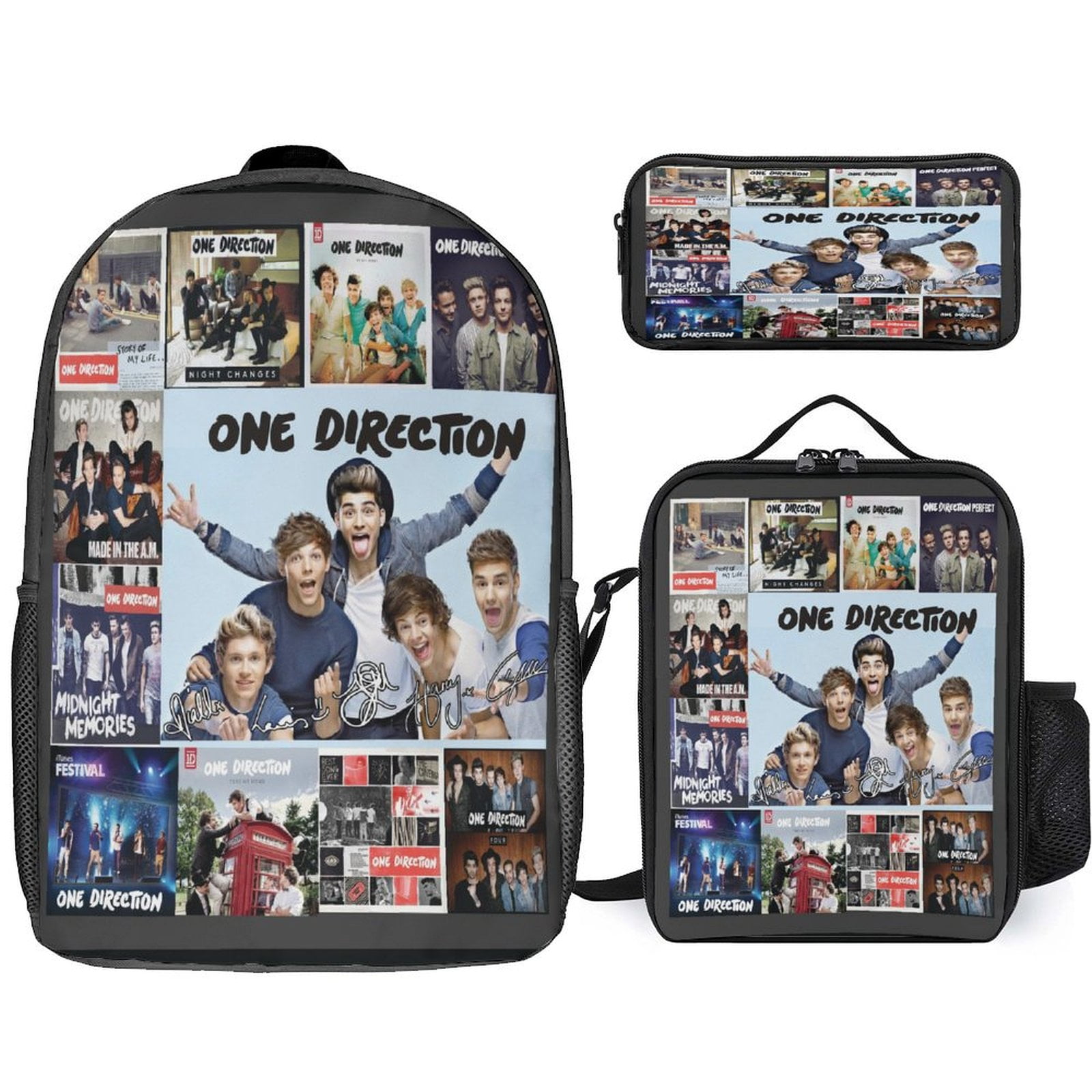 One Direction 3 Piece Backpack Set with Lunch Bag Pencil Case, High ...