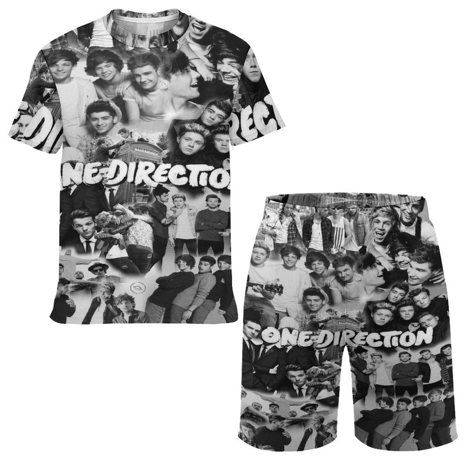 One Direction Boys Girls Short Sleeve Mesh T-Shirt And Shorts Outfit ...