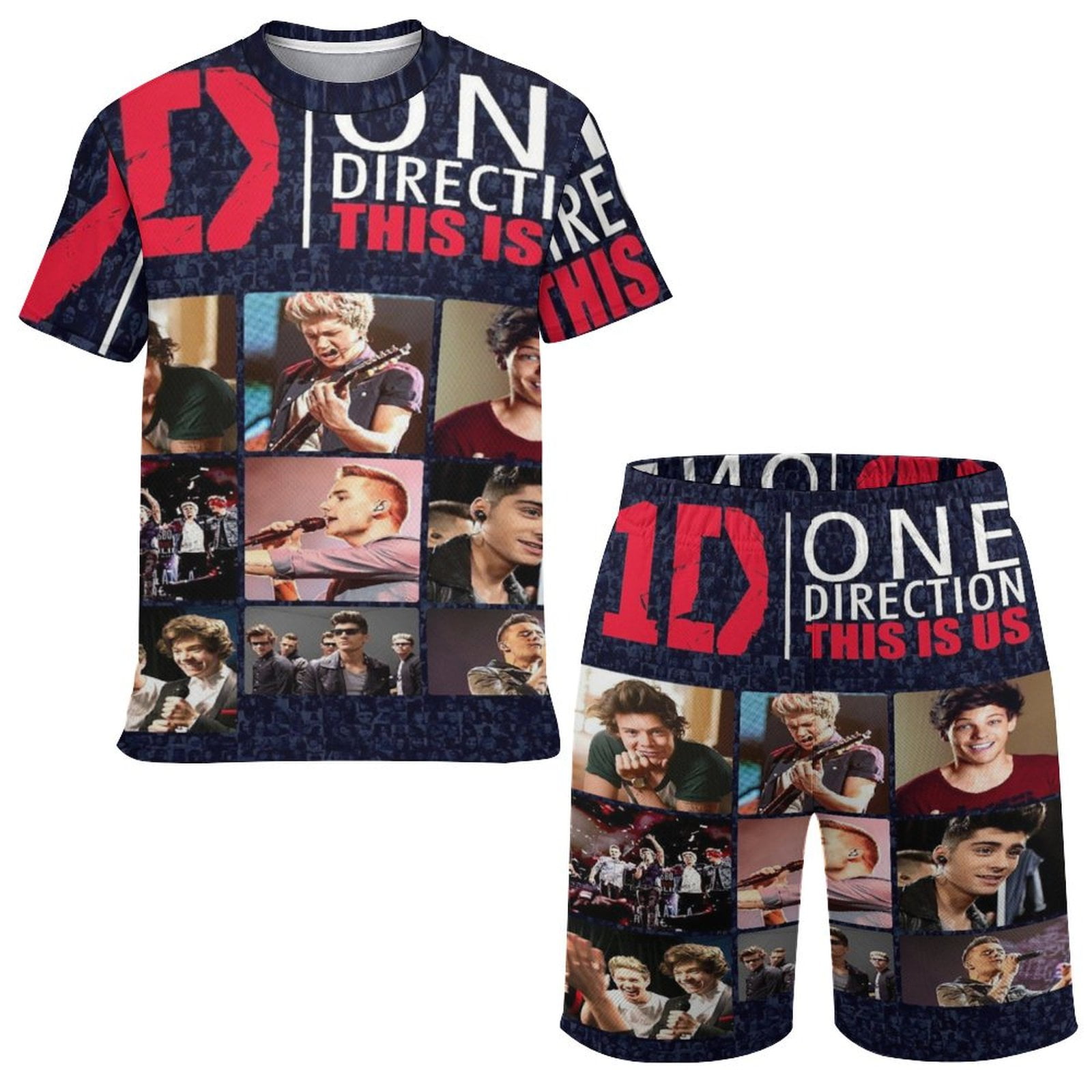 One Direction Boys Girls Short Sleeve Mesh T-Shirt And Shorts Outfit ...