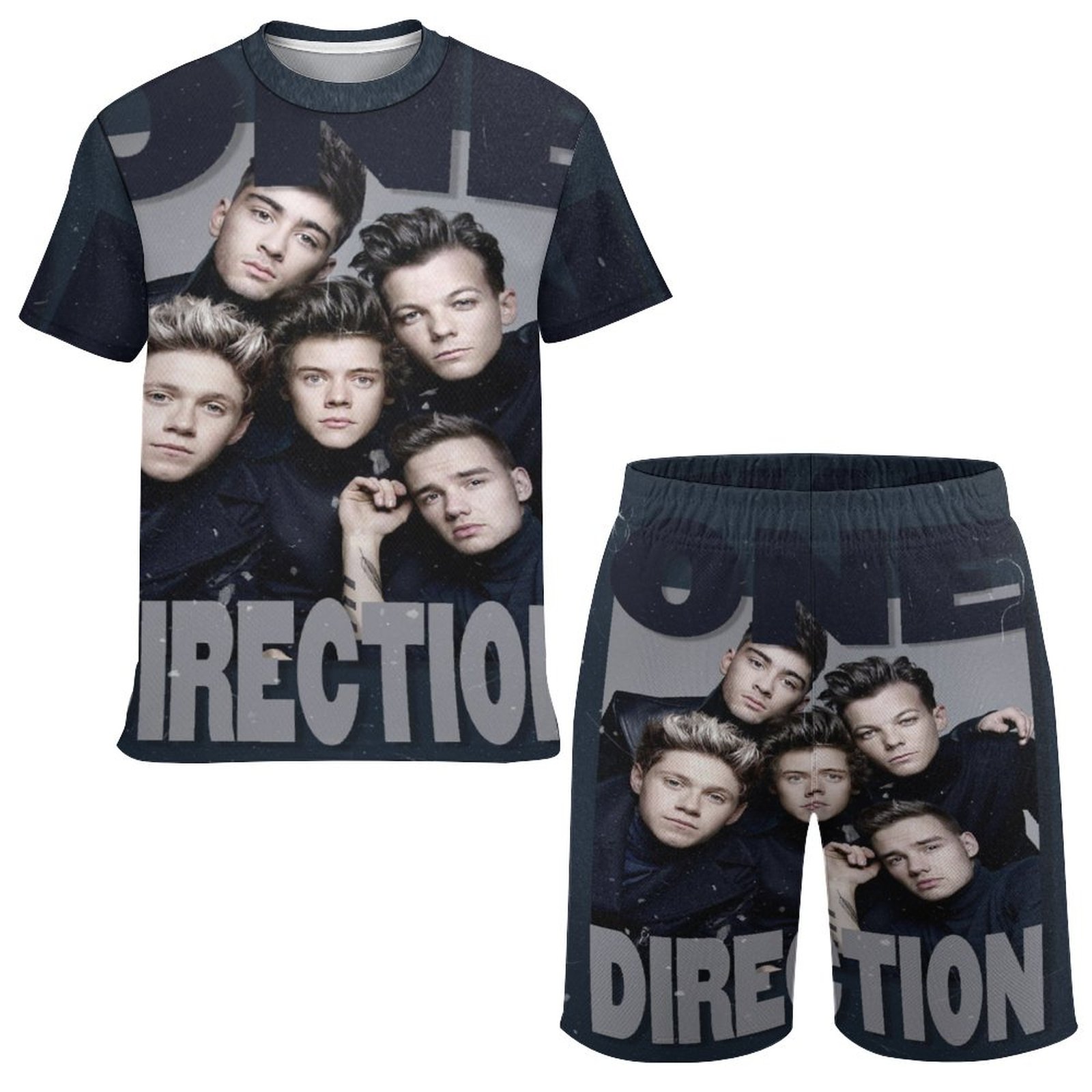 One Direction Boys Girls Short Sleeve Mesh T-Shirt And Shorts Outfit ...