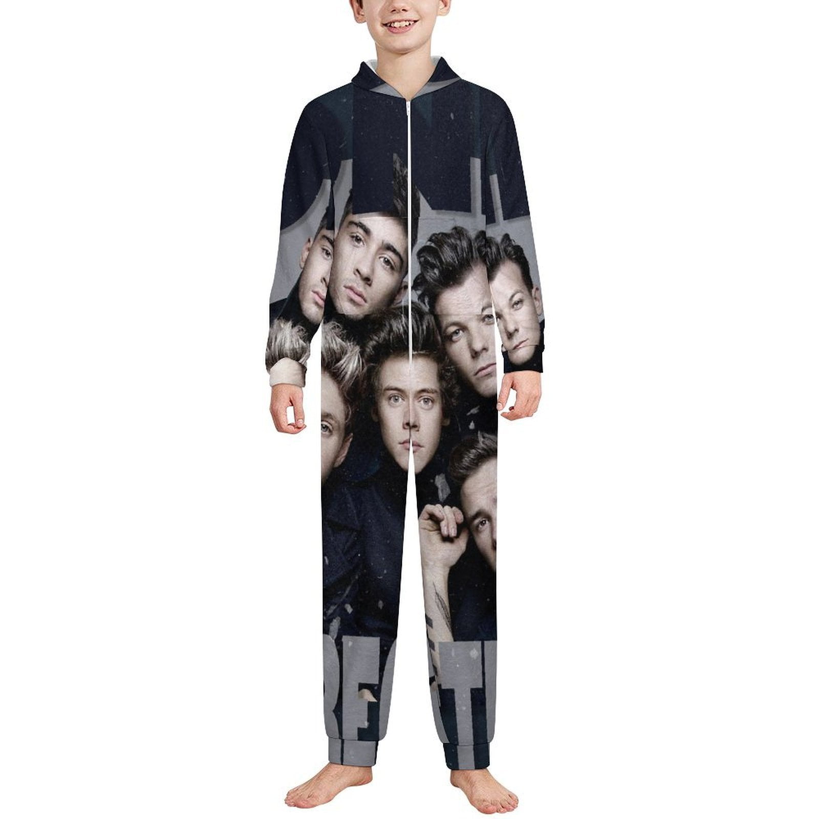 One Direction Kids Hooded Jumpsuit Union Suit Onesie One Piece Blanket ...