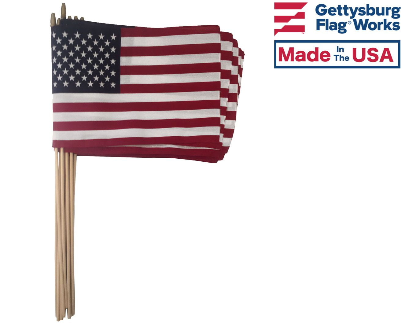 One Dozen (12 Qty) 12x18" US Cotton Stick Flag American Flag on 30 ...