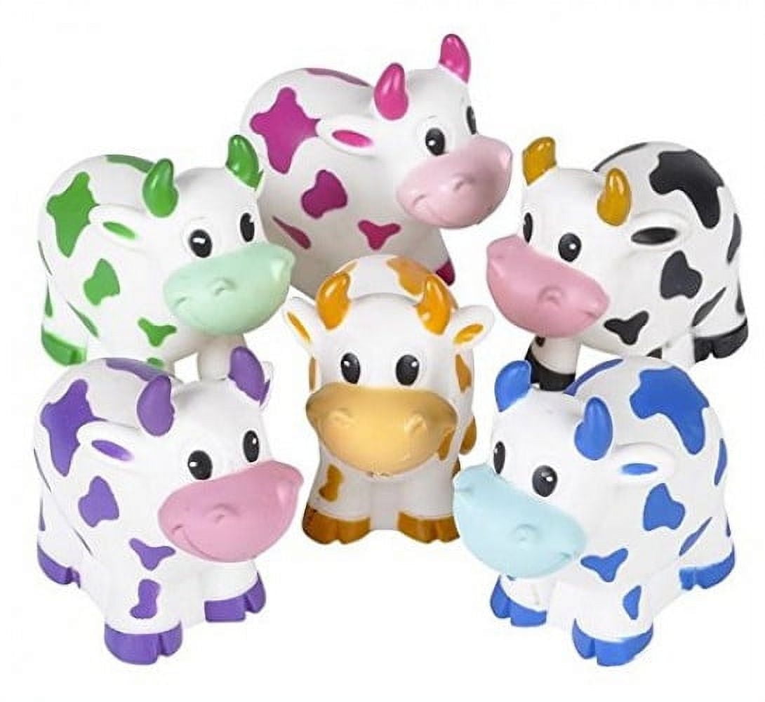 One Dozen Cute Mini Animal Colorful Rubber Cows 2 Inches Long - Walmart.com