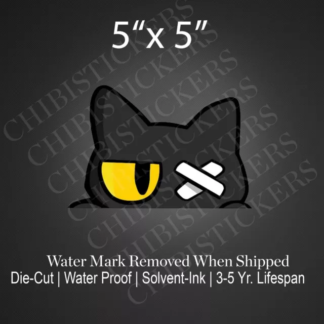 One Eyed Cat Unlucky Cat Car Sticker Waterproof Vinyl Phone Decal Water ...
