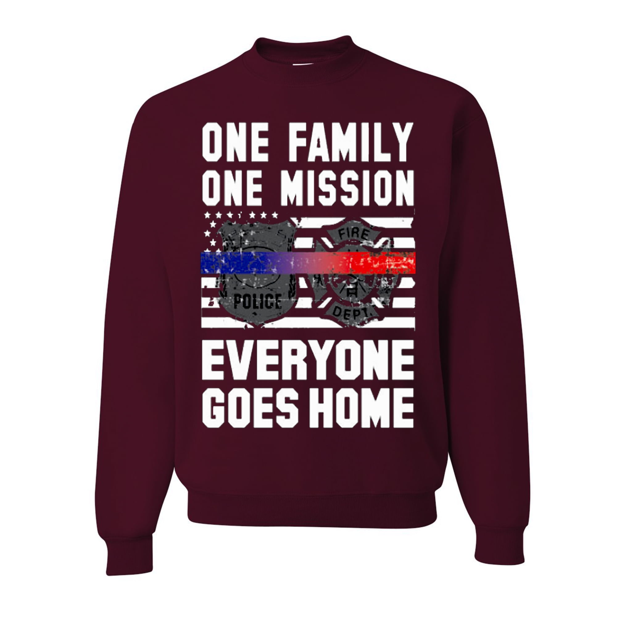 One Family Mission Everyone Goes Home Usa Patriotic Pride Mens Crew ...