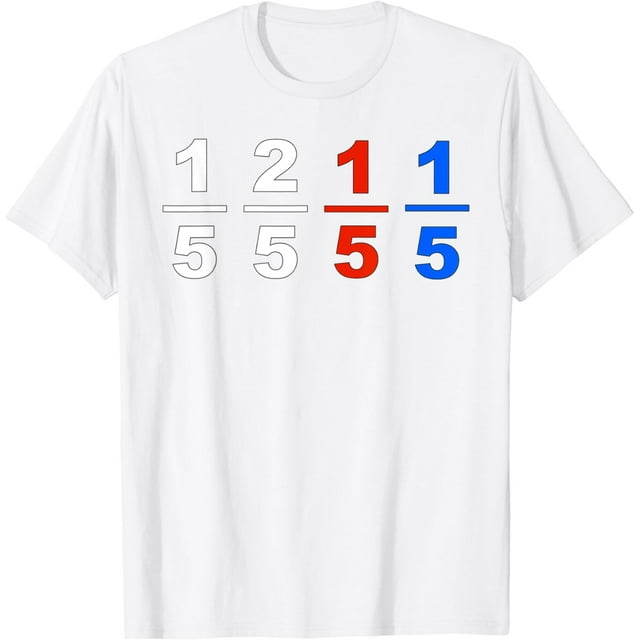 One Fifth Two Fifth Red Fifth Blue Fifth Funny Math Humor T-Shirt ...