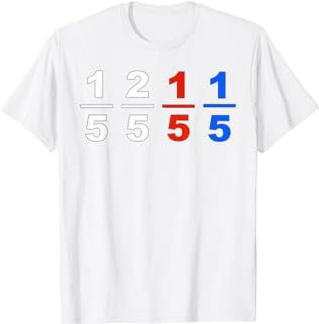 One Fifth Two Fifth Red Fifth Blue Fifth Funny Math Humor T-Shirt ...