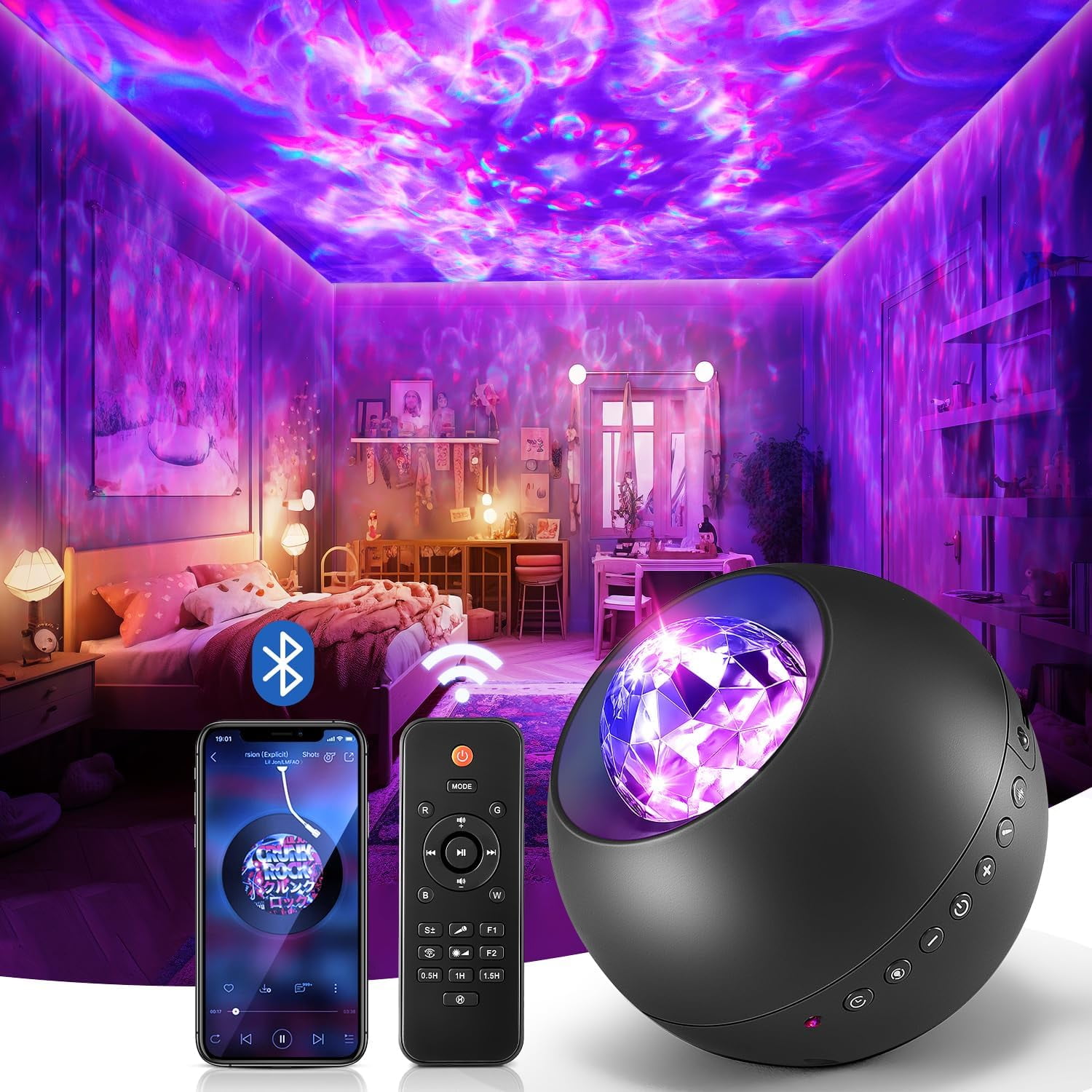 One Fire 4-in-1 LED Galaxy Projector: Starry Ceiling Bedroom Light with ...