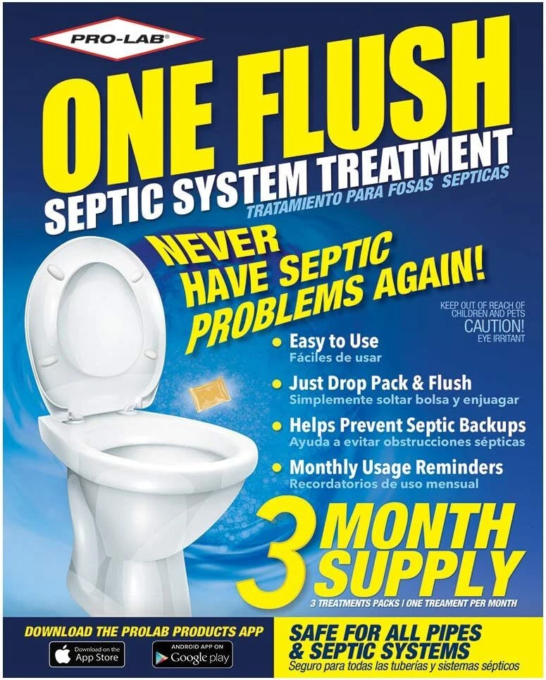 One Flush - Septic Tank Treatment Packets, 3-Month Supply Of Easy-Flush ...