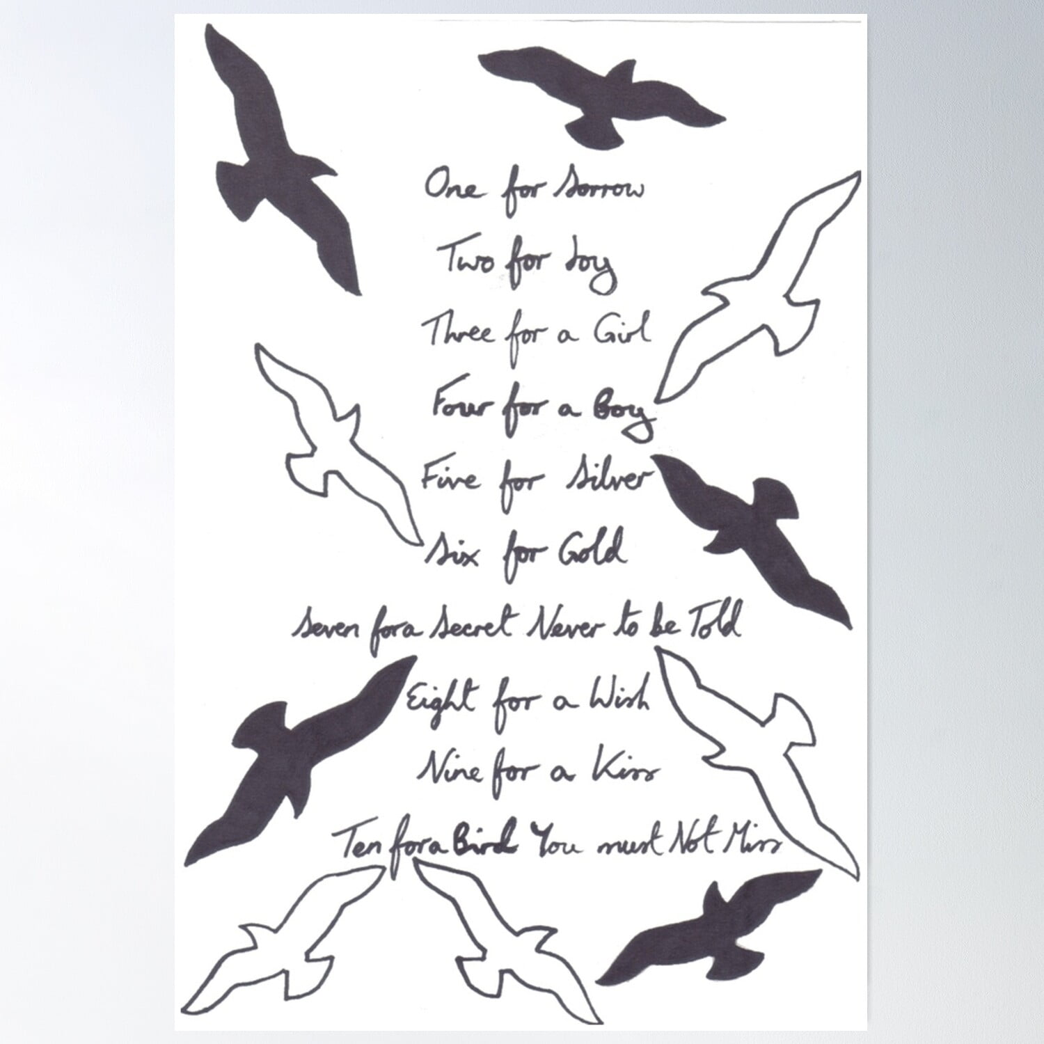 One For Sorrow, Two For Joy Poster Wall Art, Modern Wall Decor, 24x36 ...