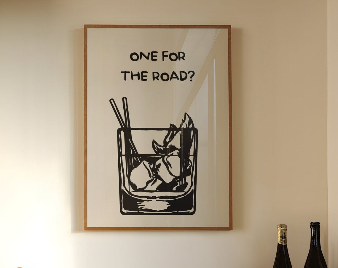 One For The Road Bar Cart Poster! Boho, Minimalist Modern Art ...