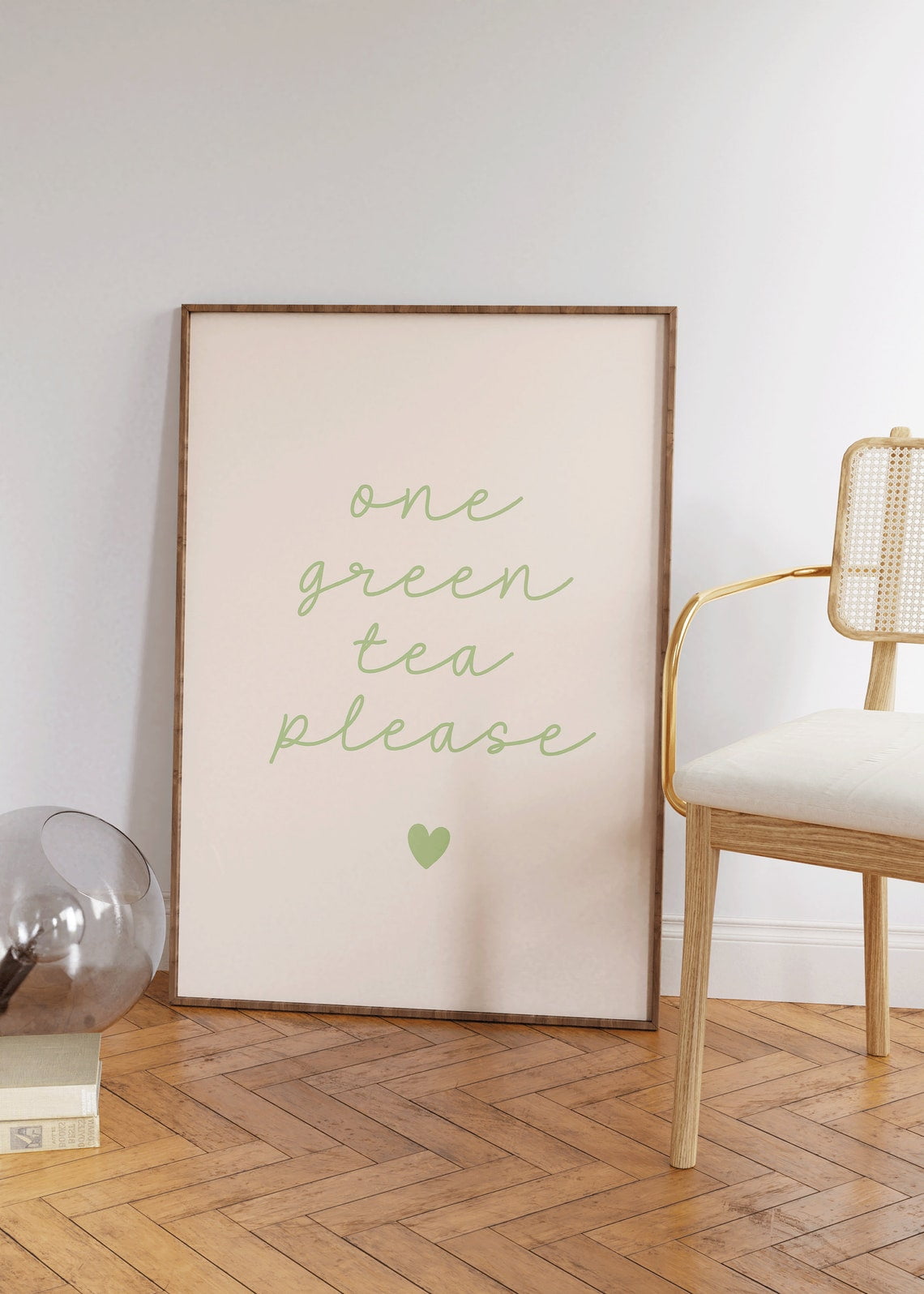 One Green Tea Please Print, Retro Sage Green Tea Kitchen Print Kitchen ...