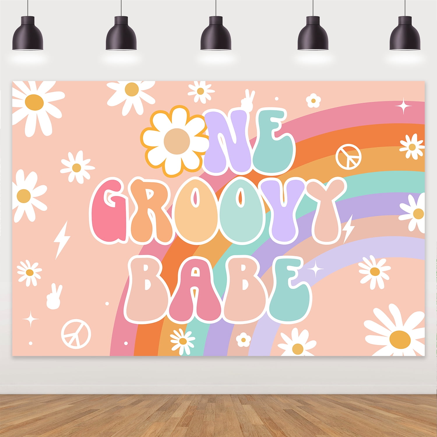 One Groovy Baby Party Birthday Decorations Girl,One Groovy Backdrop for ...