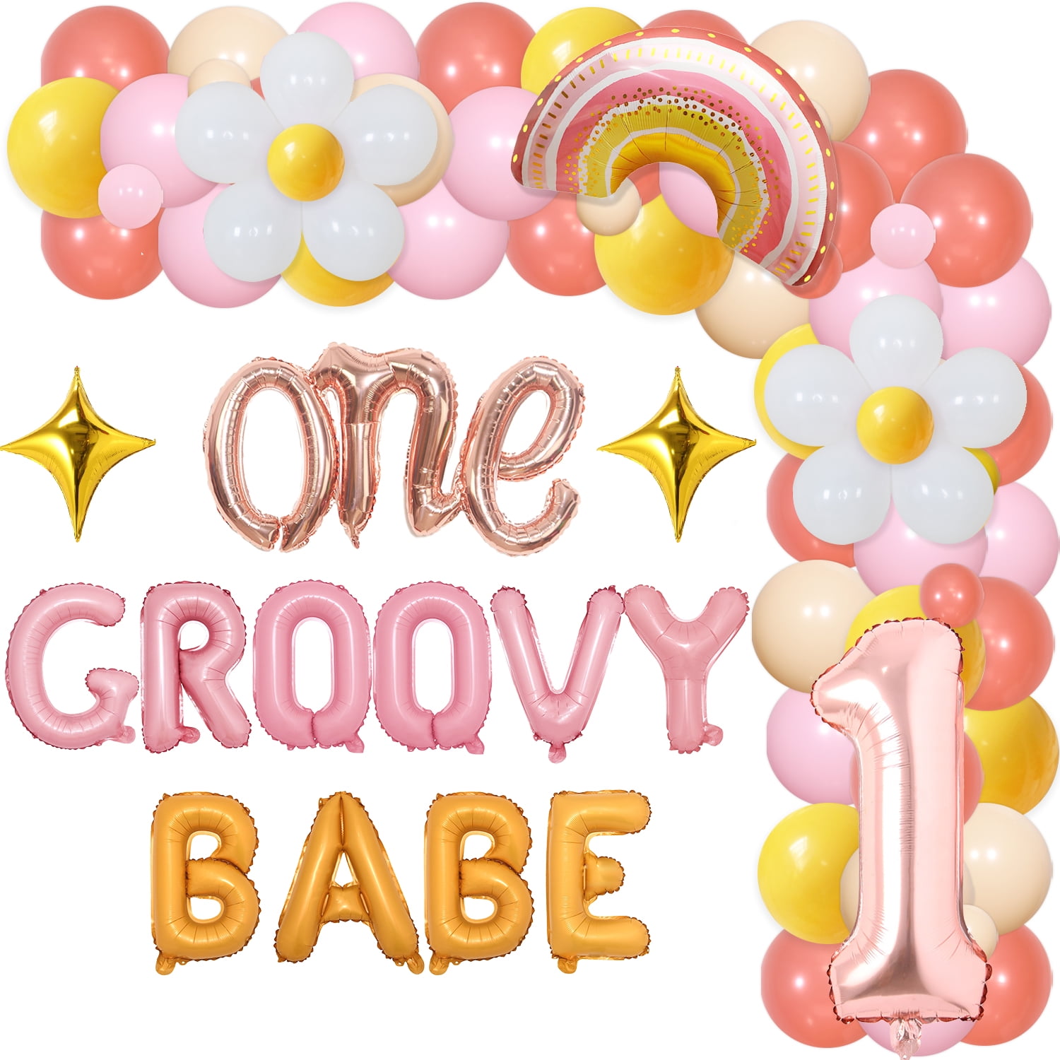 One Groovy Baby Retro Hippie 1st Birthday Decorations Boho Balloon ...