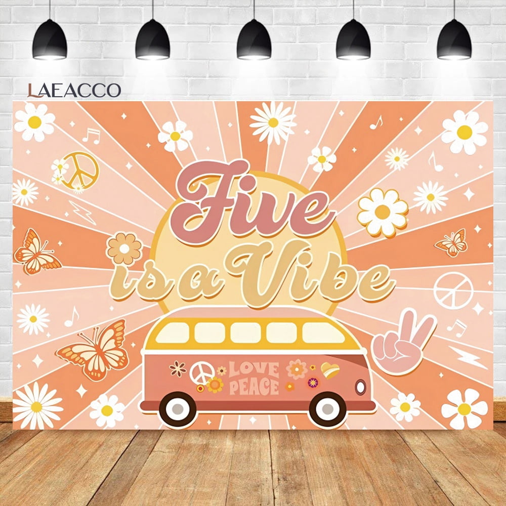 One Groovy Birthday Backdrop Hippie Boho Sunflowers Newborn Baby Shower ...