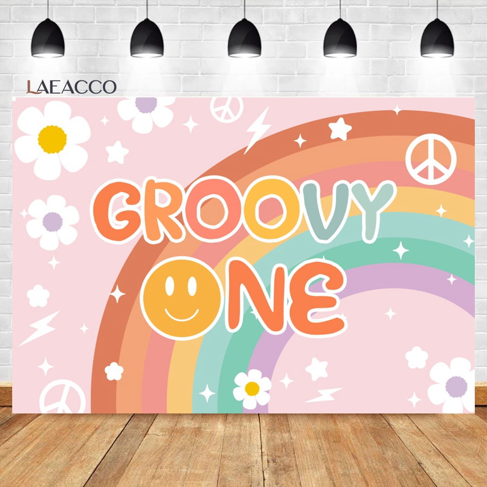One Groovy Birthday Backdrop Hippie Boho Sunflowers Newborn Baby Shower ...