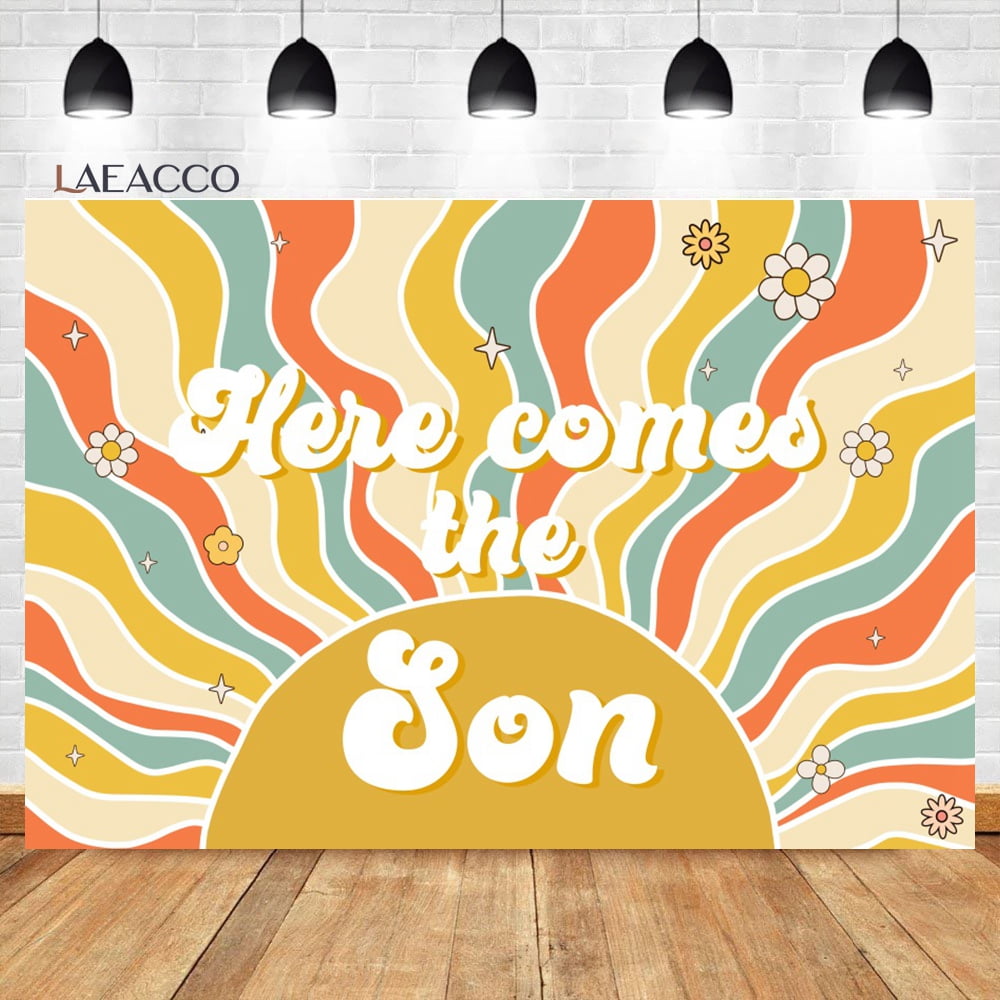 One Groovy Birthday Backdrop Hippie Boho Sunflowers Newborn Baby Shower ...