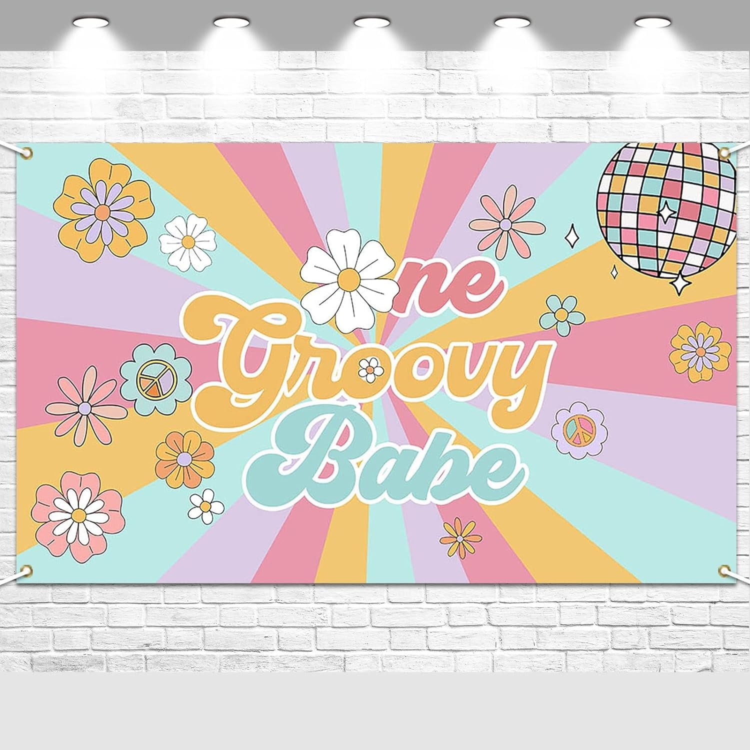 One Groovy Birthday Backdrop for Girls One Groovy Baby Party ...