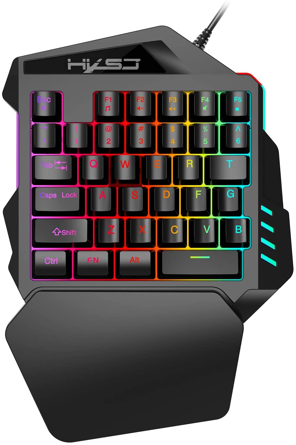 One Hand Rgb Gaming Keyboard, Single Hand Keyboard With Wrist Rest,35 ...