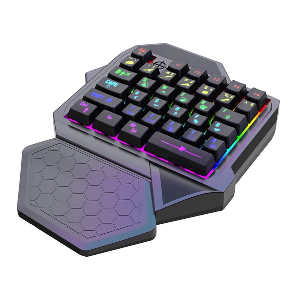One Handed Gaming Keyboard LED 35 Keys Portable Mini Gaming Keypad ...