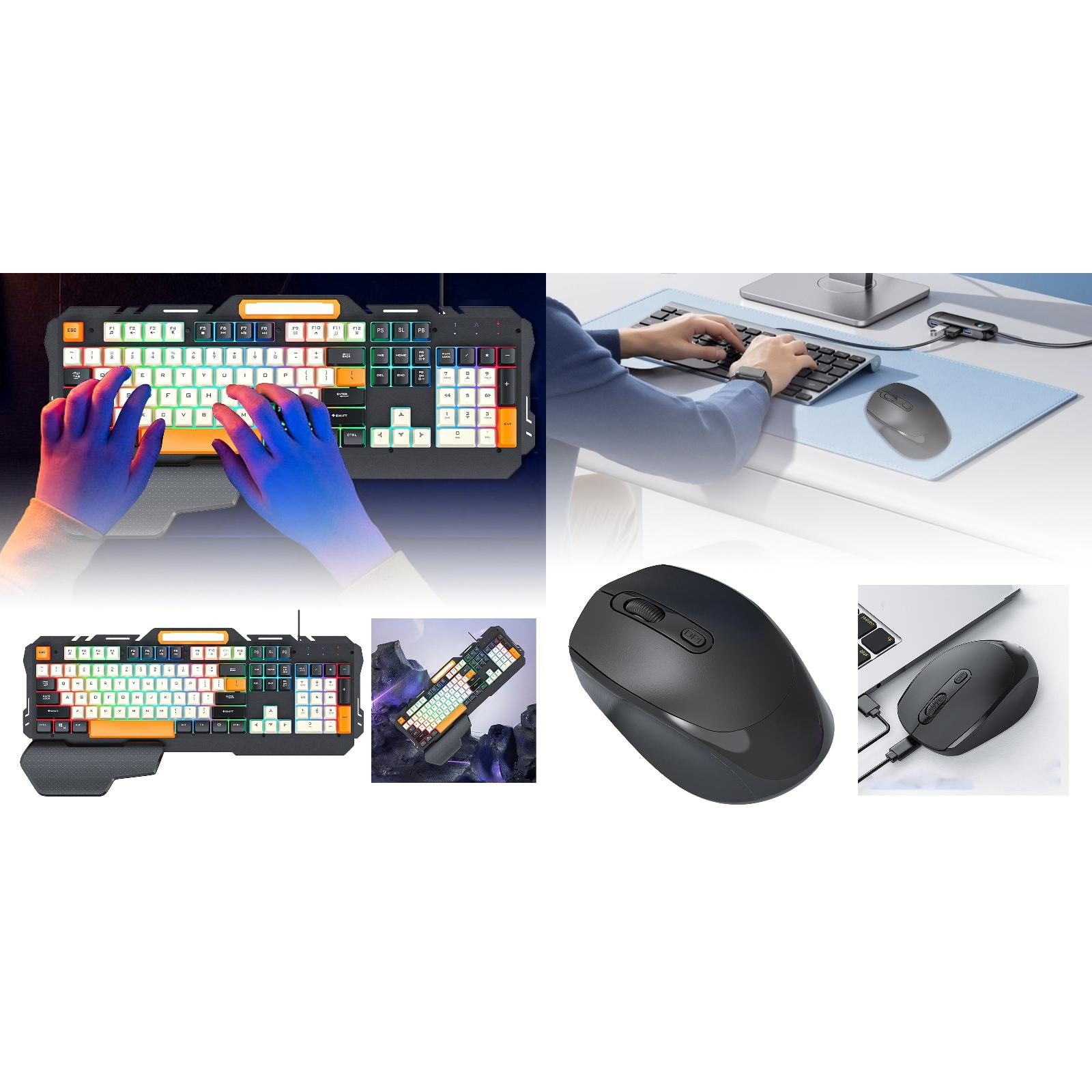 One Handed Gaming Keyboard Screen Mapping Gaming Set Glowing Wired ...