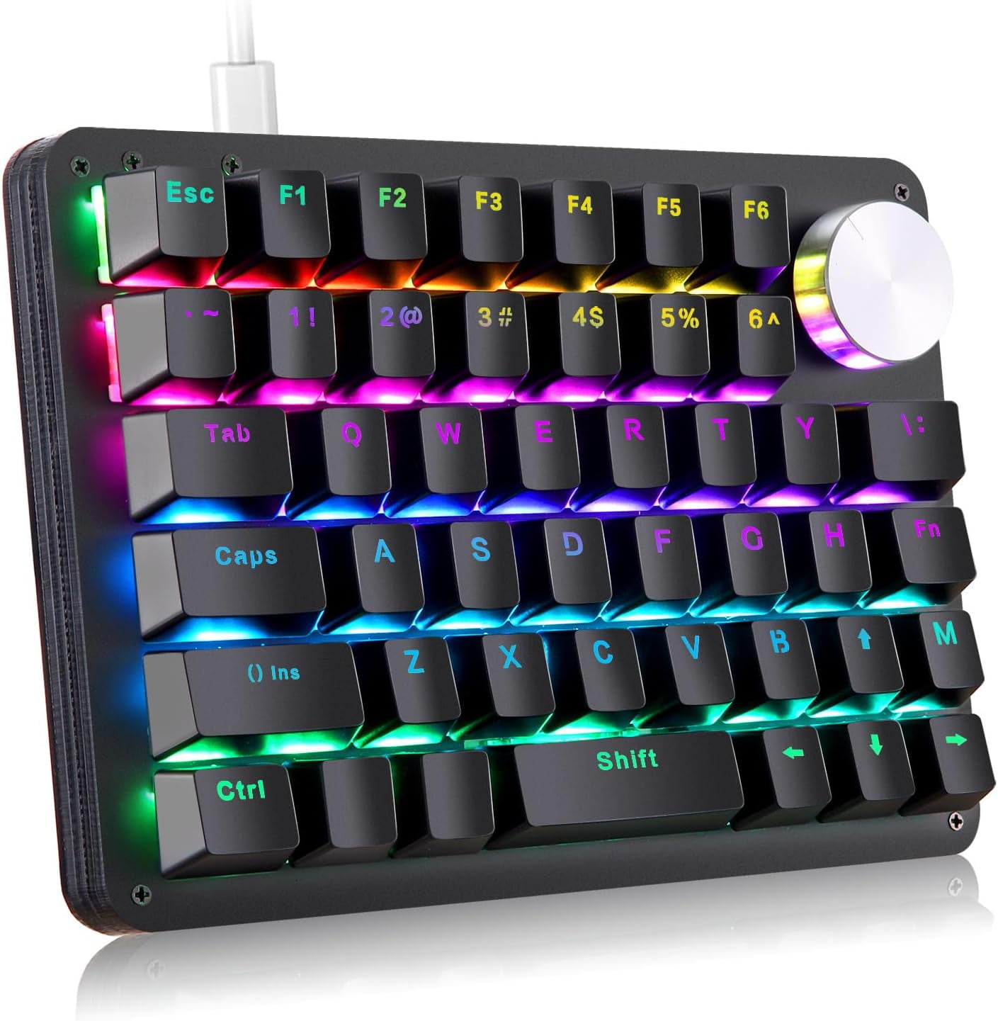 One Handed Mechanical Gaming Keyboard with 24 Macro Keys, 45-Key Fully Programmable Mini Keypad ...