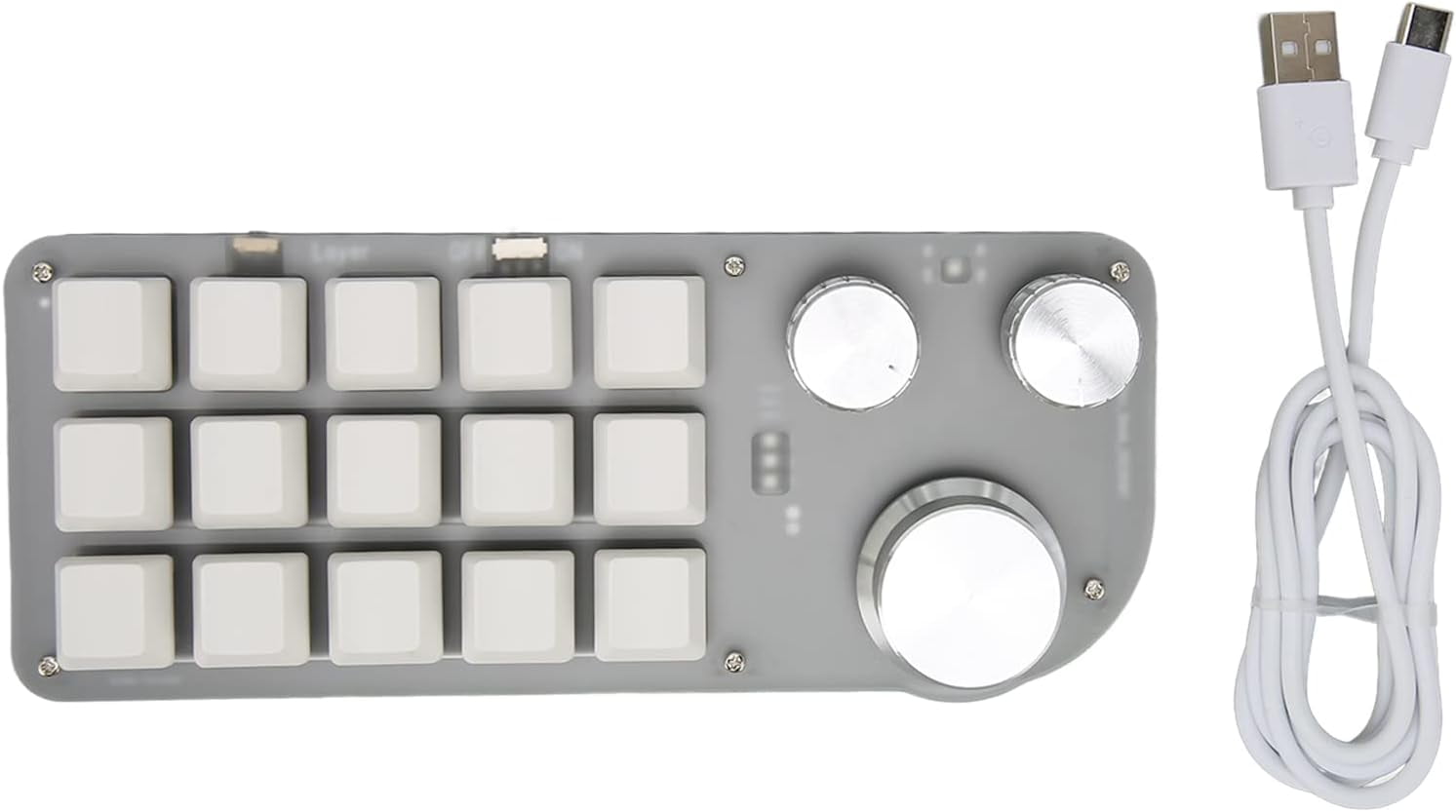 One Handed Mechanical Keyboard, 15 Keys 3 Knobs With Rgb Bluetooth Plug ...