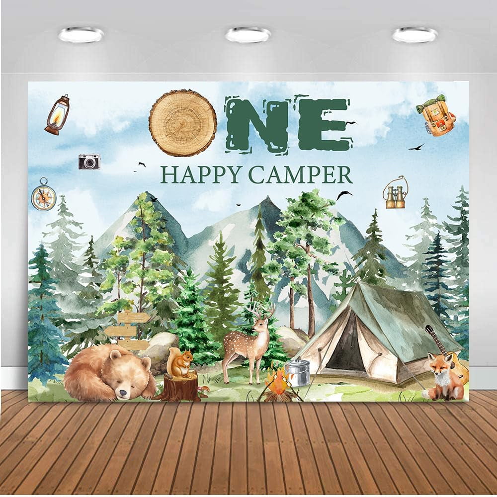 One Happy Camper Birthday Decorations One Happy Camper Backdrop Boy's ...