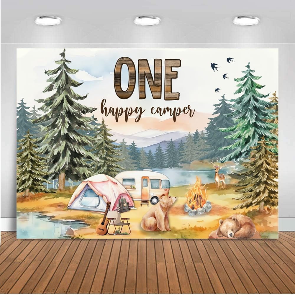 One Happy Camper Birthday Decorations One Happy Camper Backdrop Boys ...