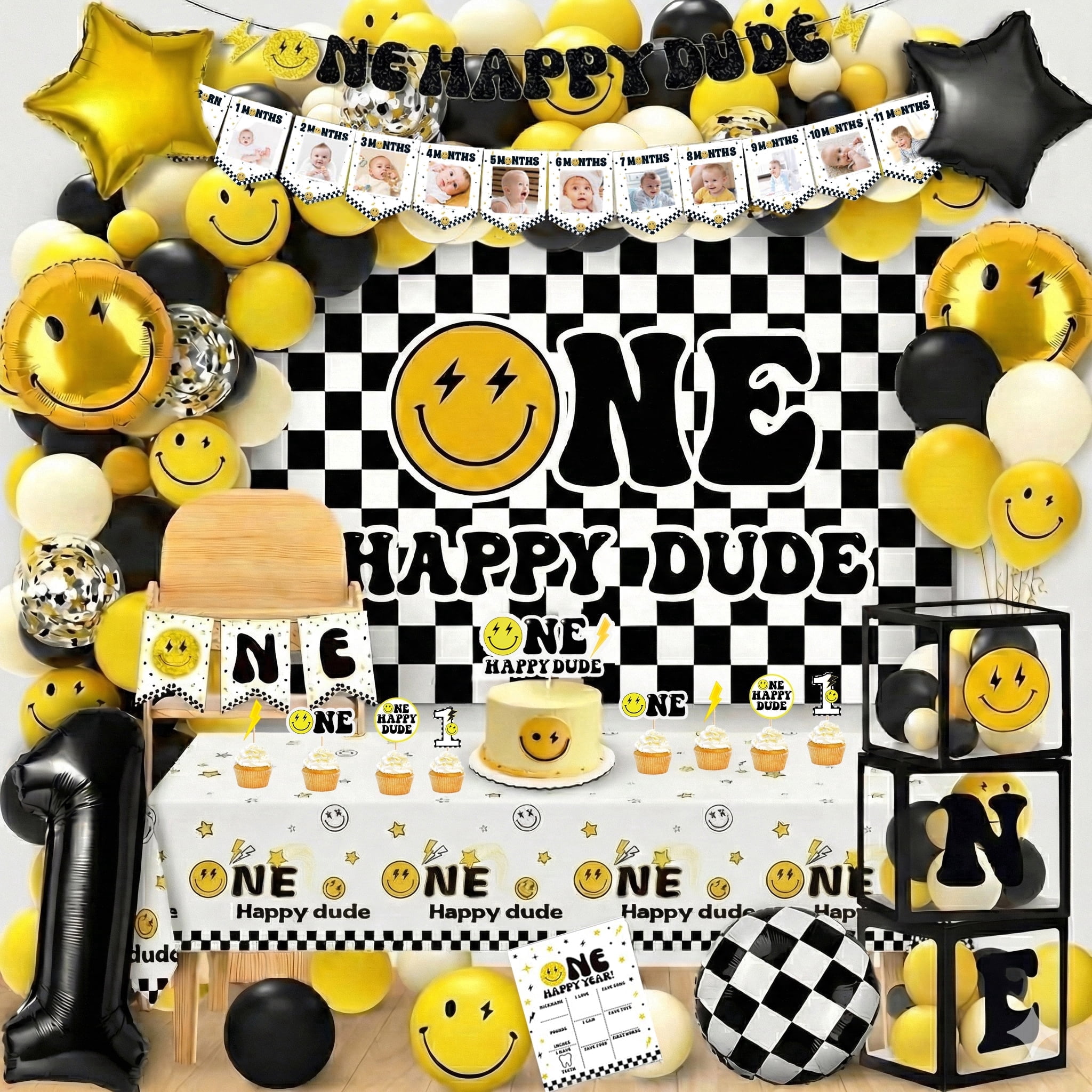 EMPIRE PARTY Supply 1st Birthday Party Decoration Kit, One Happy Dude ...