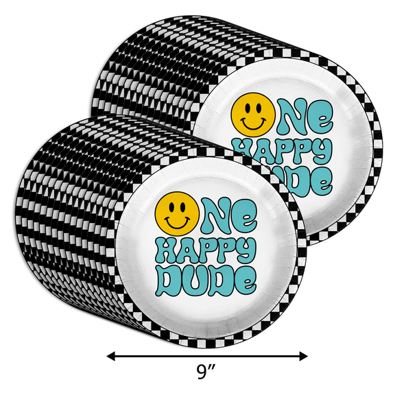 One Happy Dude Smiley Face 1st Birthday Party Supplies Large 9" Paper ...