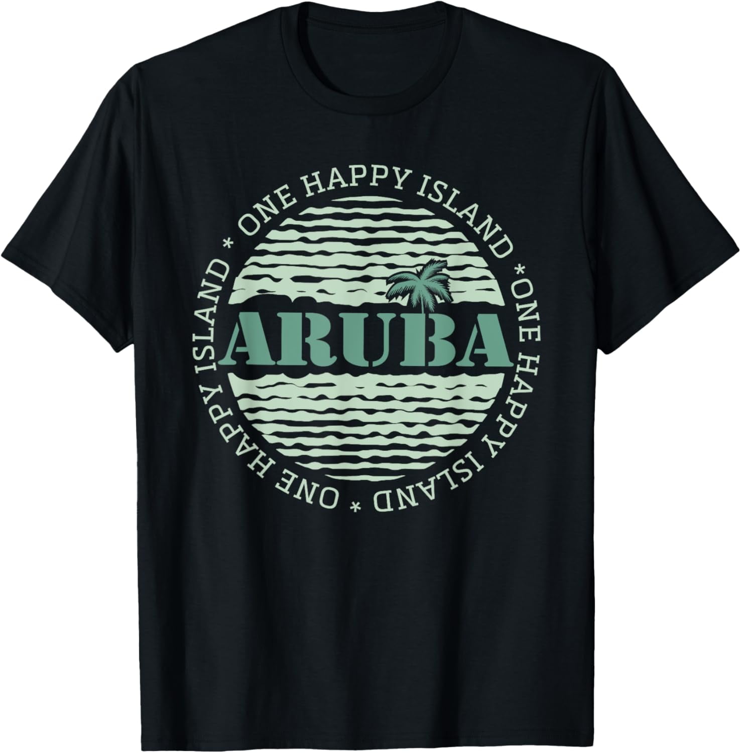 One Happy Island Aruba Ocean Surf Palm Vintage Emblem T-Shirt - Walmart.com
