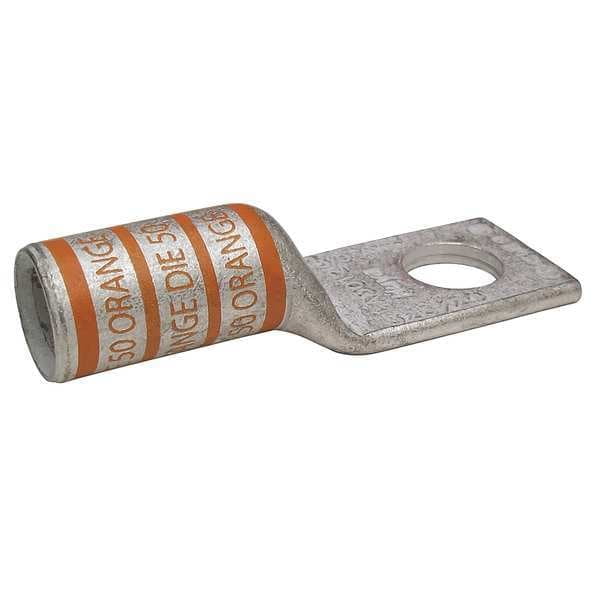 One-Hole Compression Lug, 3/0 AWG Max, 3/8 in Stud, Long Barrel, Copper ...
